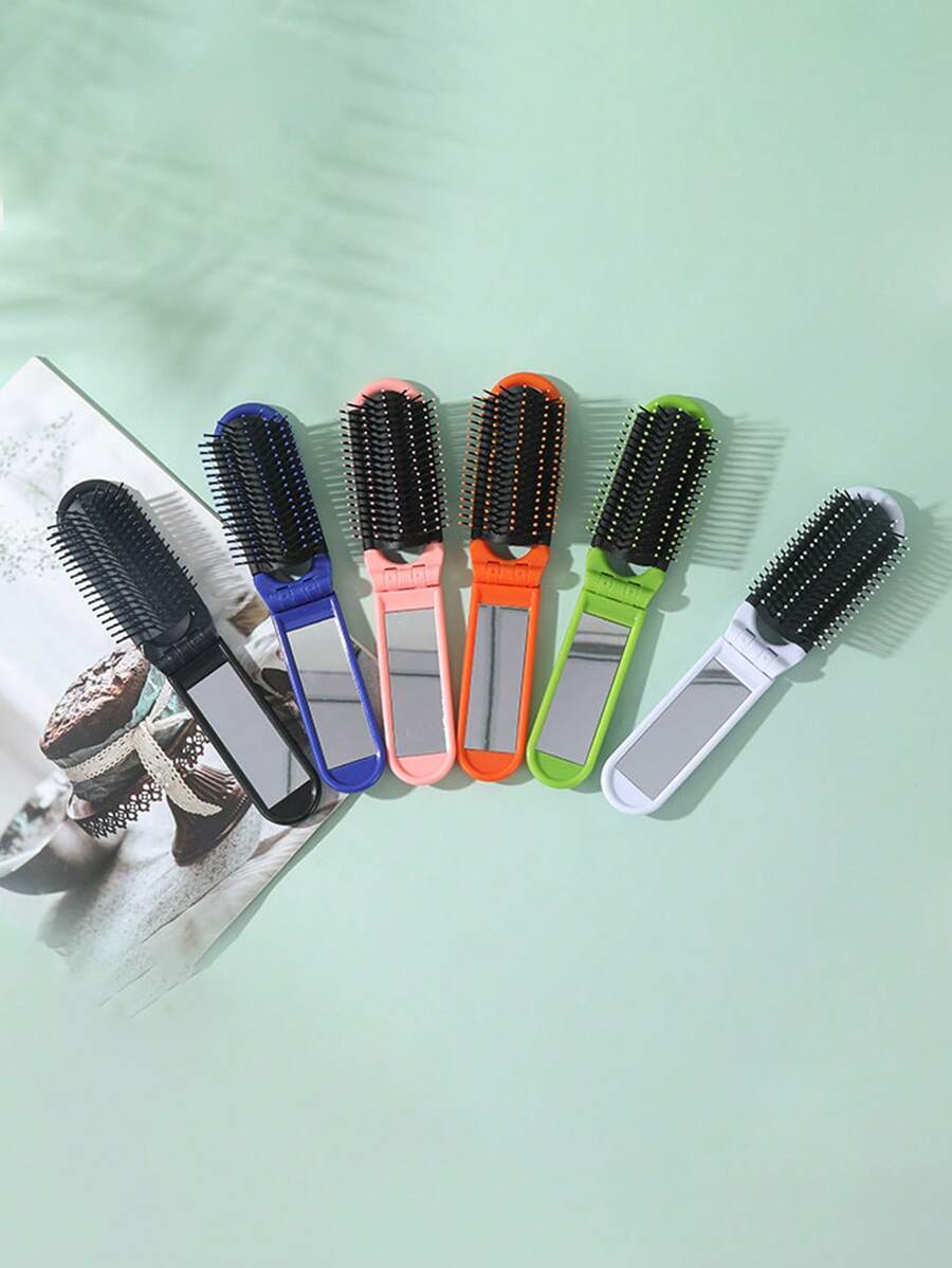 1pc Travel Comb With Mirror, Folding Comb, Hair Massage Comb, Compact ...