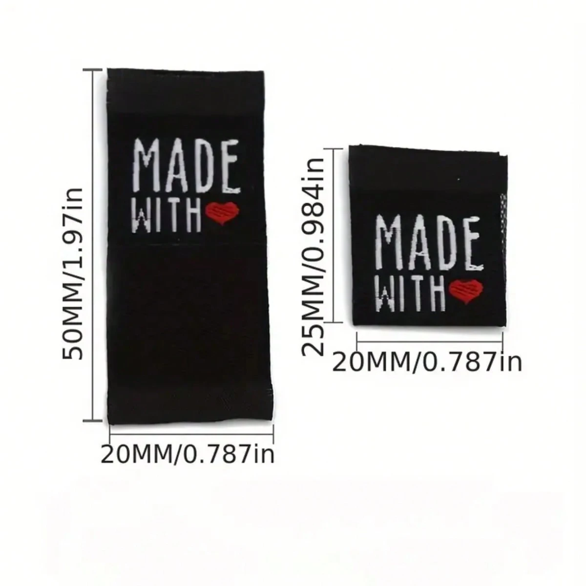 50 Made With Love Folded Clothing Woven Labels Clothing Collar Labels ...