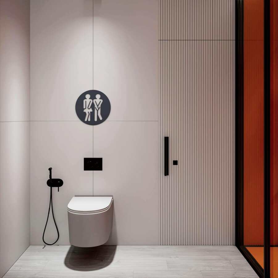 Acrylic Toilet Sign, Modern Popular Black Acrylic Disc Male And Female ...