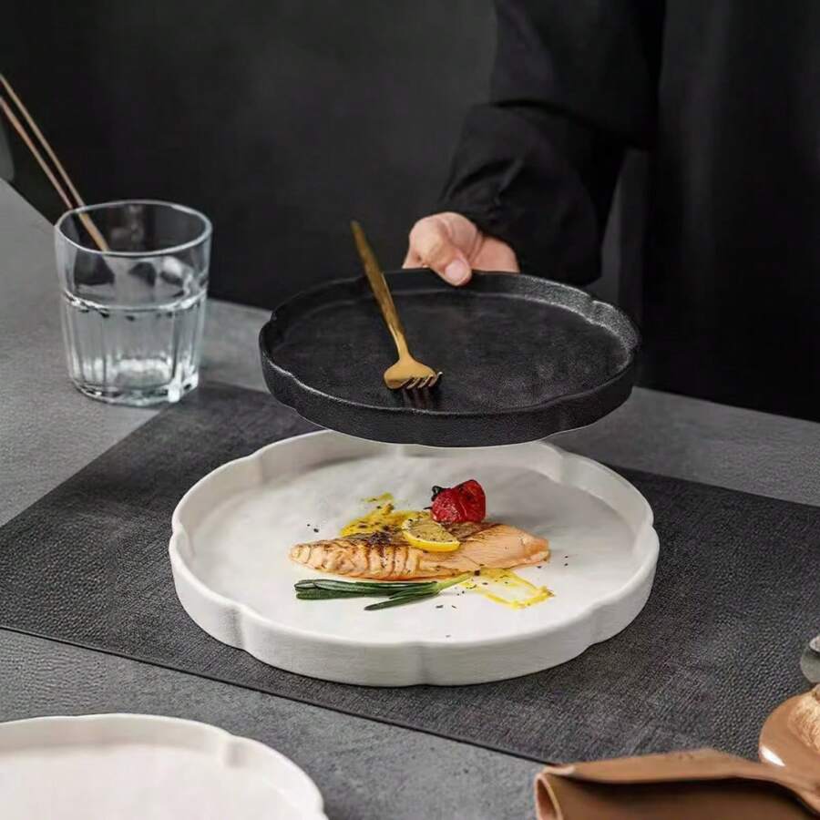 Minimalist Creative Black & White Steak Ceramic Plate, High Aesthetic ...