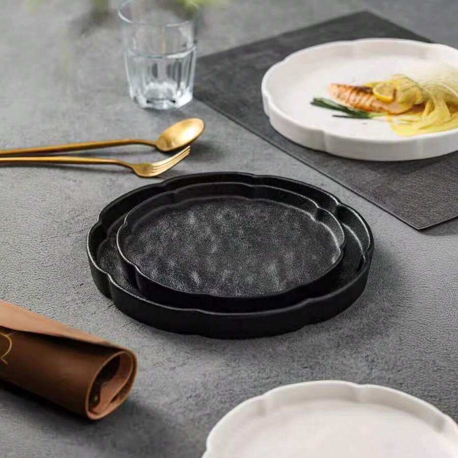 Minimalist Creative Black & White Steak Ceramic Plate, High Aesthetic ...