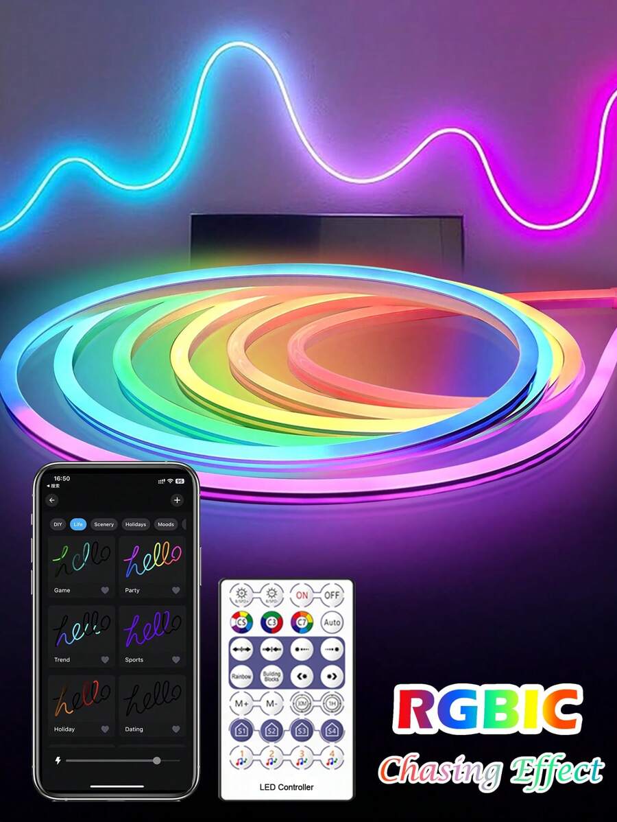 LED Strip Lights 3.28ft-16.4ft RGBIC Dreamcolor Chasing Effect With ...