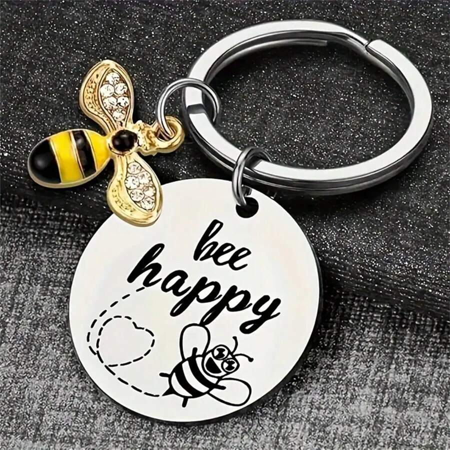 5pcs, Bee Happy Keychain - Inspirational Gift For Women, Mothers ...