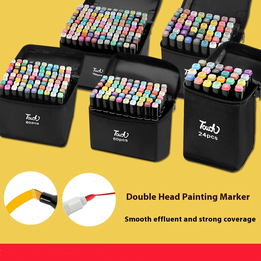 Double-Headed Marker Pen Set, Colored Pens, Double-Headed Oil-Based ...