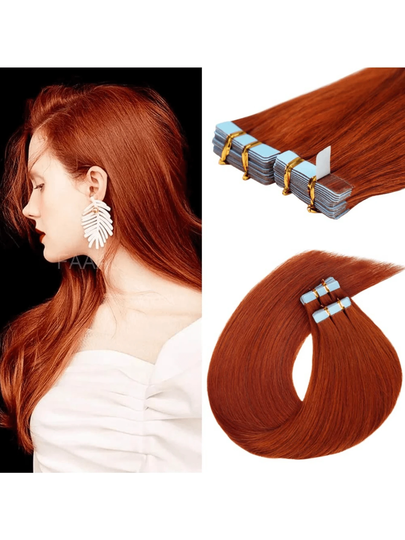 20pcs Tape In Hair Extensions Seamless Human Hair Straight Extensions ...