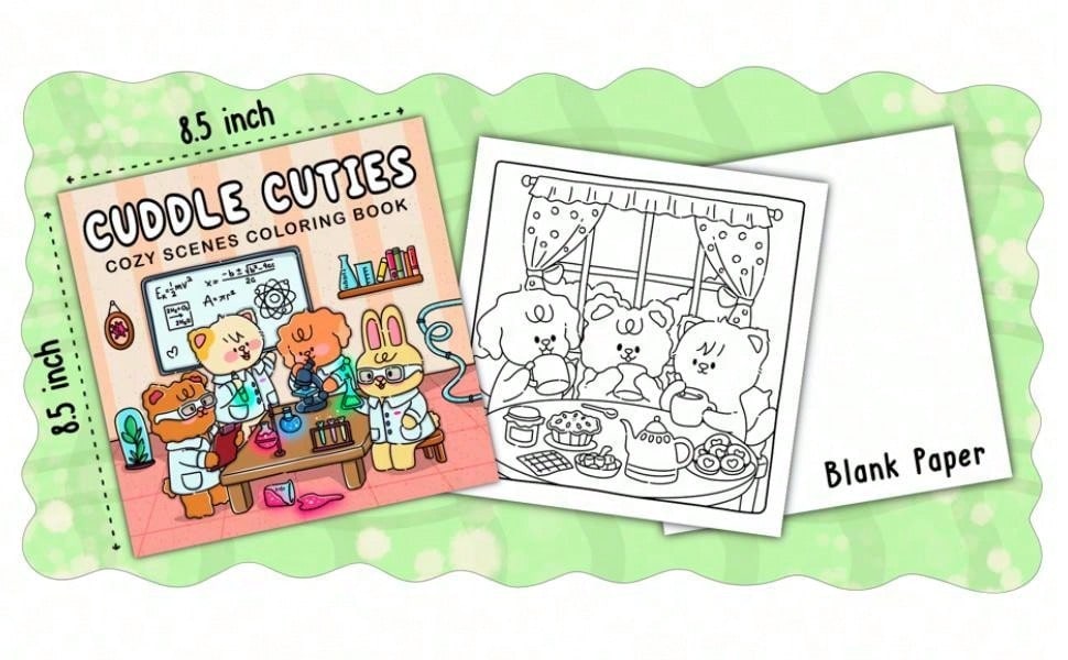 Cuddle Cuties: Cozy Coloring Book For Adults & Teens Featuring Easy And ...