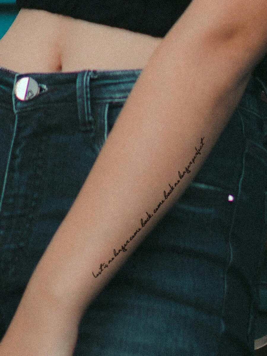 2pcs Set Of Black Sentence Word Character & Feather Pattern Temporary ...