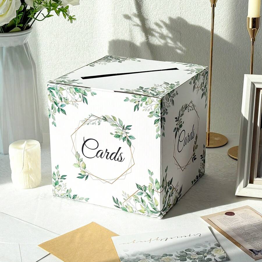 1pc Wedding Card Box With Slot, Cardboard Gift Card Box For Wedding Reception, DIY Wedding ...