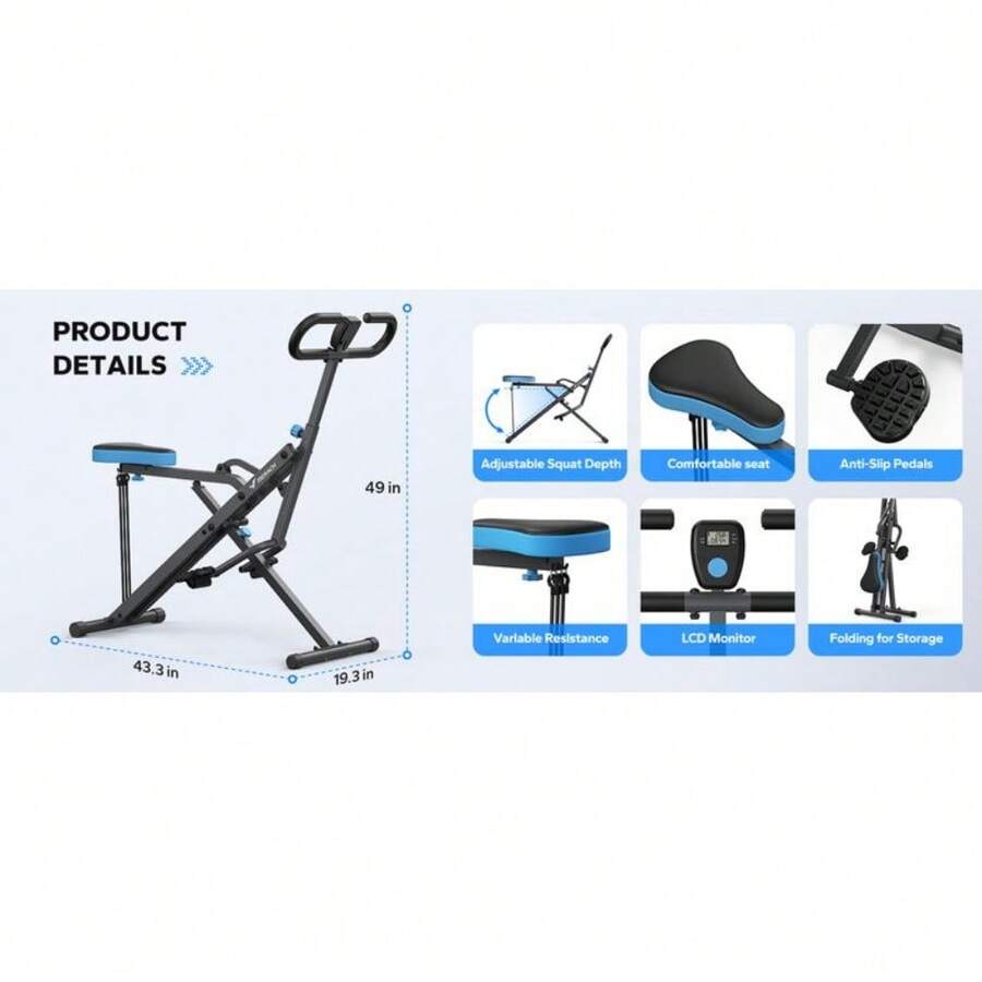 Squat Machine Glutes Workout Adjustable Resistance Foldable Exercise ...