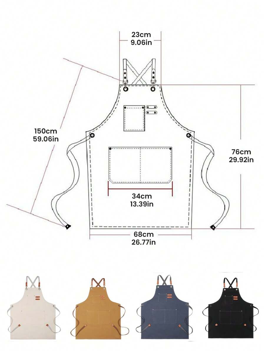 Cross Back Kitchen Aprons With Pocket For Woman Men Chef Work Apron For ...