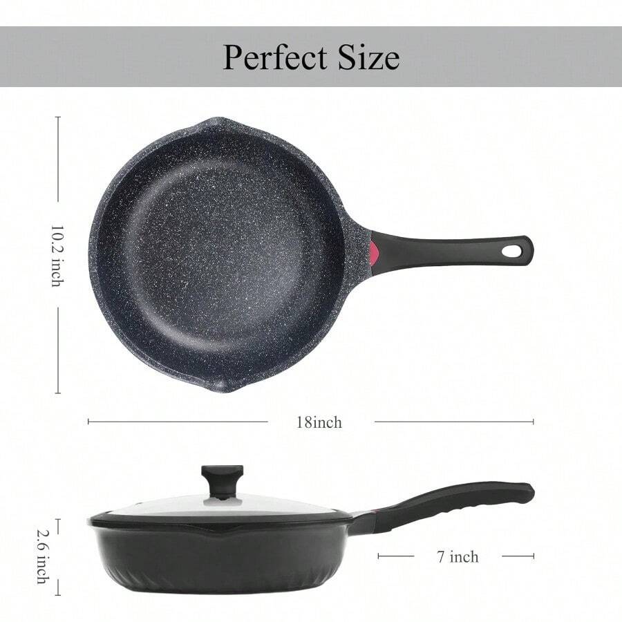 Vinchef Nonstick Skillet With Lid, 11In/5Qt Aluminum Deep Frying/Saute ...