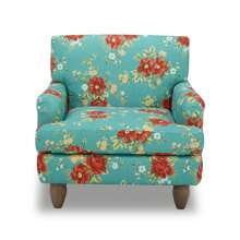Vintage Floral Low Back Fabric Accent Chair, Teal | SHEIN USA