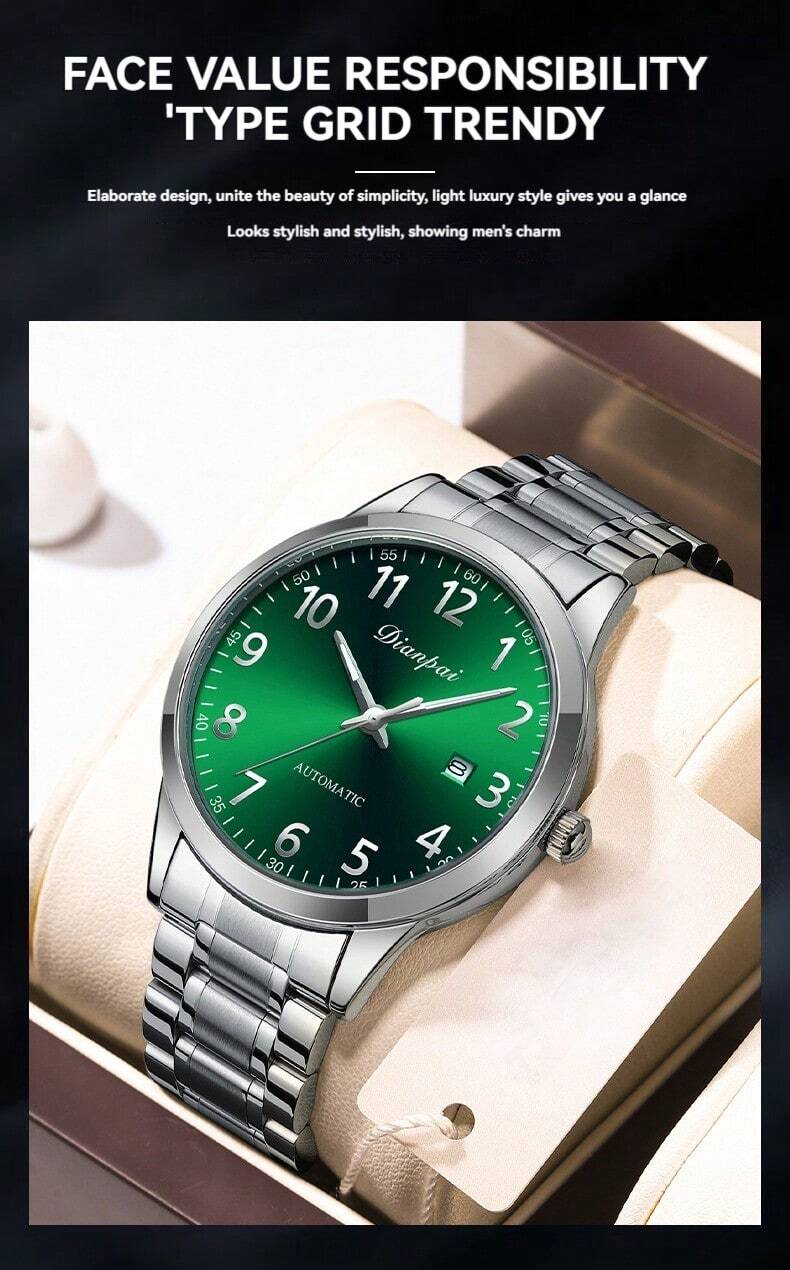 Dianpai New Men's Business Watch, Stainless Steel Band, Luminous ...