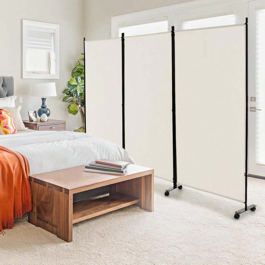3 Panel Folding Room Divider, 6FT Rolling Privacy Screen With Lockable ...