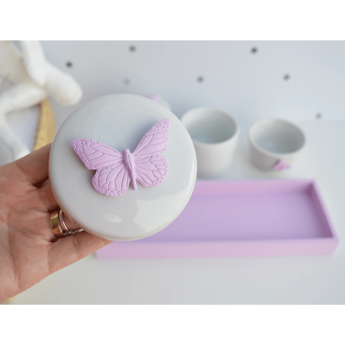 Butterfly Baby Hygiene Kit Rectangular Tray Girl's Room Care Bench K052 ...