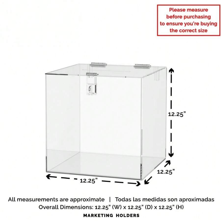 12 Inch Locking Ballot Box - Clear Acrylic Square Cube, For Multiple ...