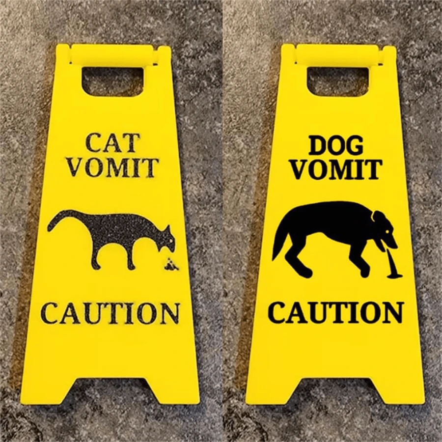 Cat Vomit Sign Cat Vomit Floor Slippery Logo 3D Printed Creative ...