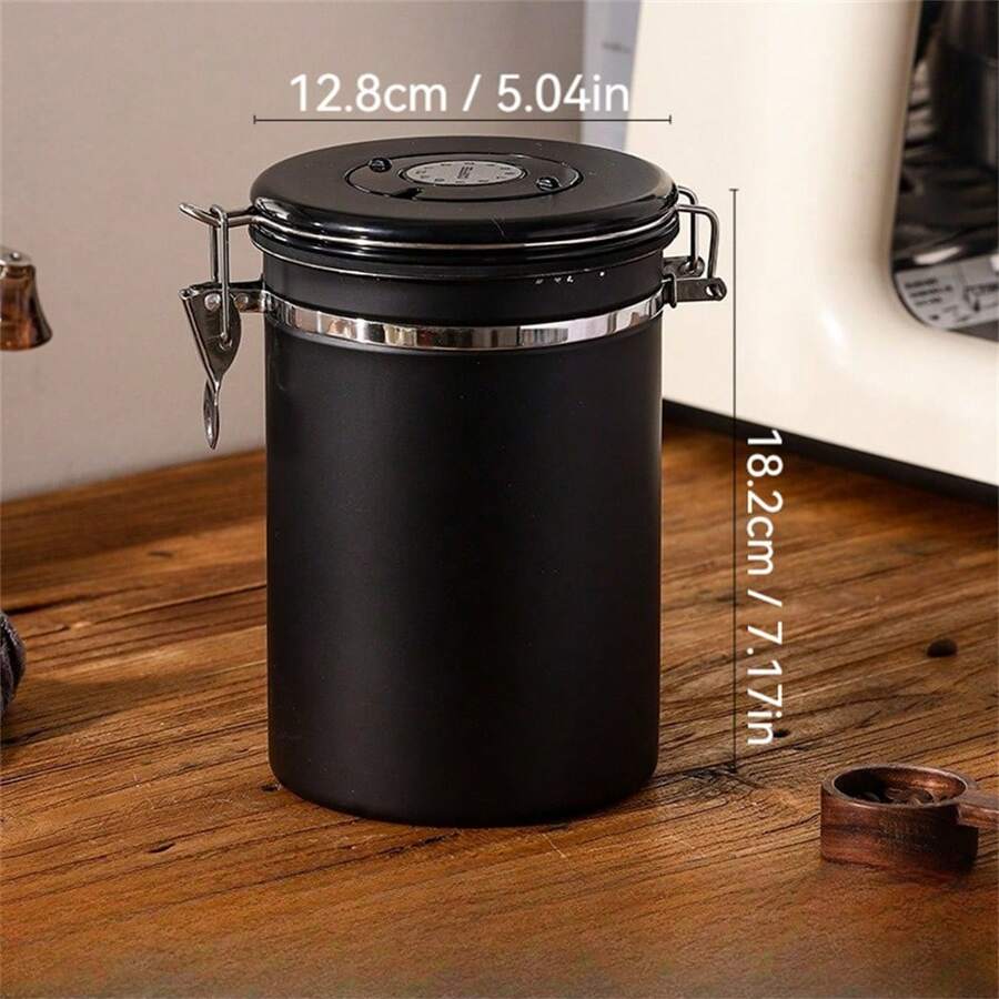 1pc Stainless Steel Coffee Bean Sealing Jar Fashionable And Minimalist ...