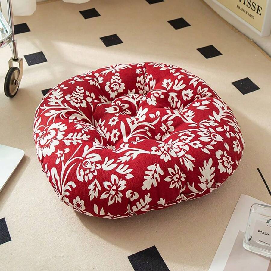 Round Minimalist Chair Pad Cushion, Futon Floor Seat Cushion, Linen ...