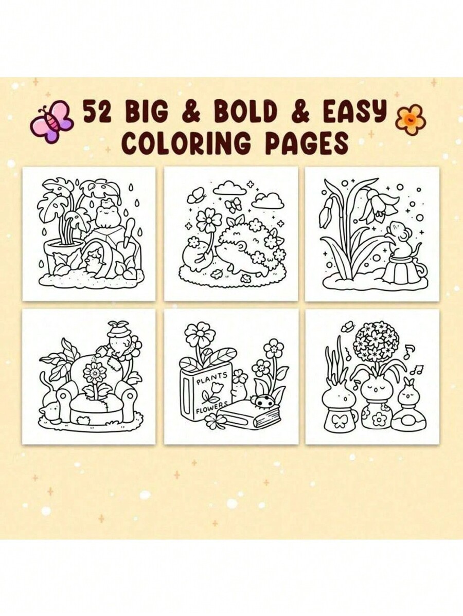 Into Gardens: Bold & Easy Coloring Book Featuring Plants, Flowers, And ...