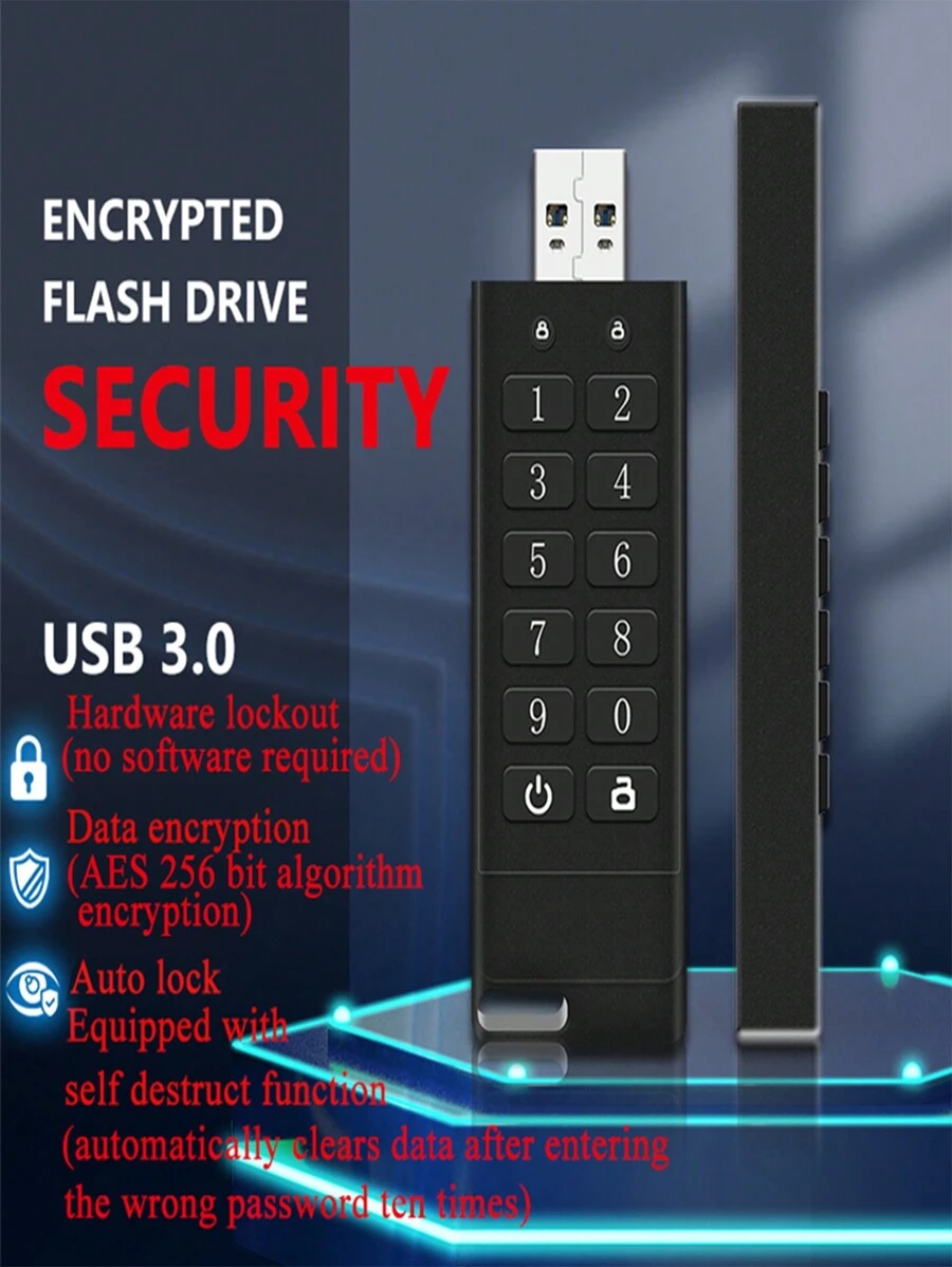 Goldenfir Secure USB Drive, Encrypted USB 8GB 16GB 32GB 64GB 128GB ...