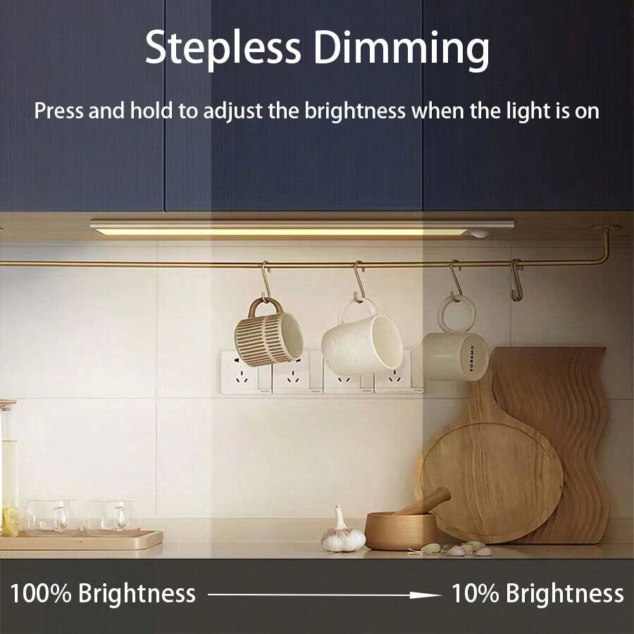 1pc LED Smart Motion Sensor Light Strip, USB Rechargeable Under Cabinet ...
