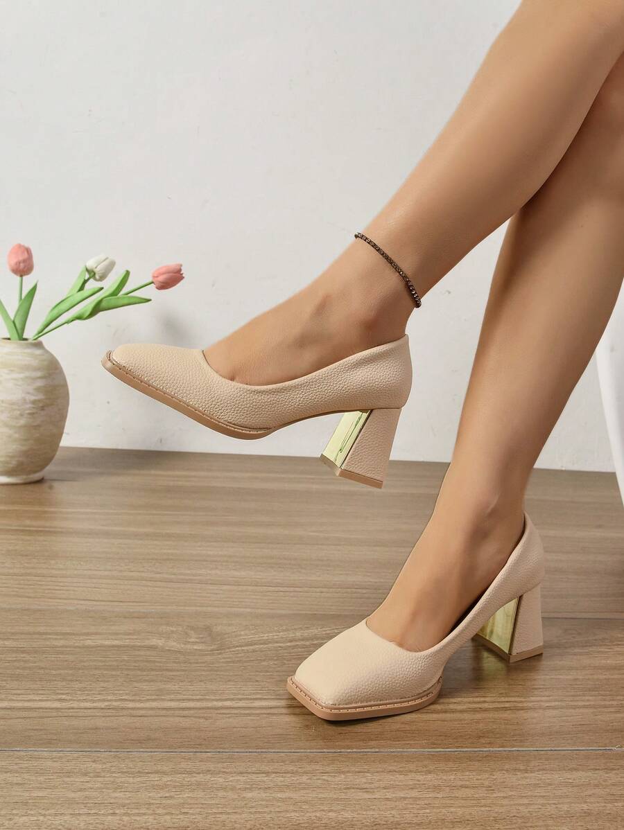 Salto Grosso Novo Mary Jane Feminino, Salto Alto, Bico Quadrado ...