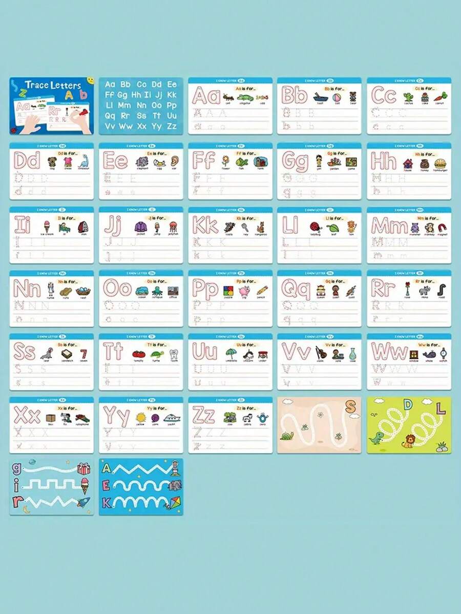 1 Set Reusable Tracing & Wipe Education Flashcards, Letters & Numbers ...