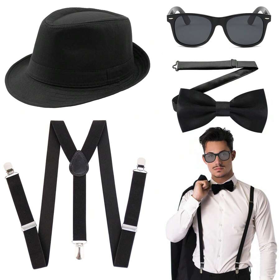 1920s Mens Costume Accessories Set For Adult, Roaring Retro 20s Gatsby ...