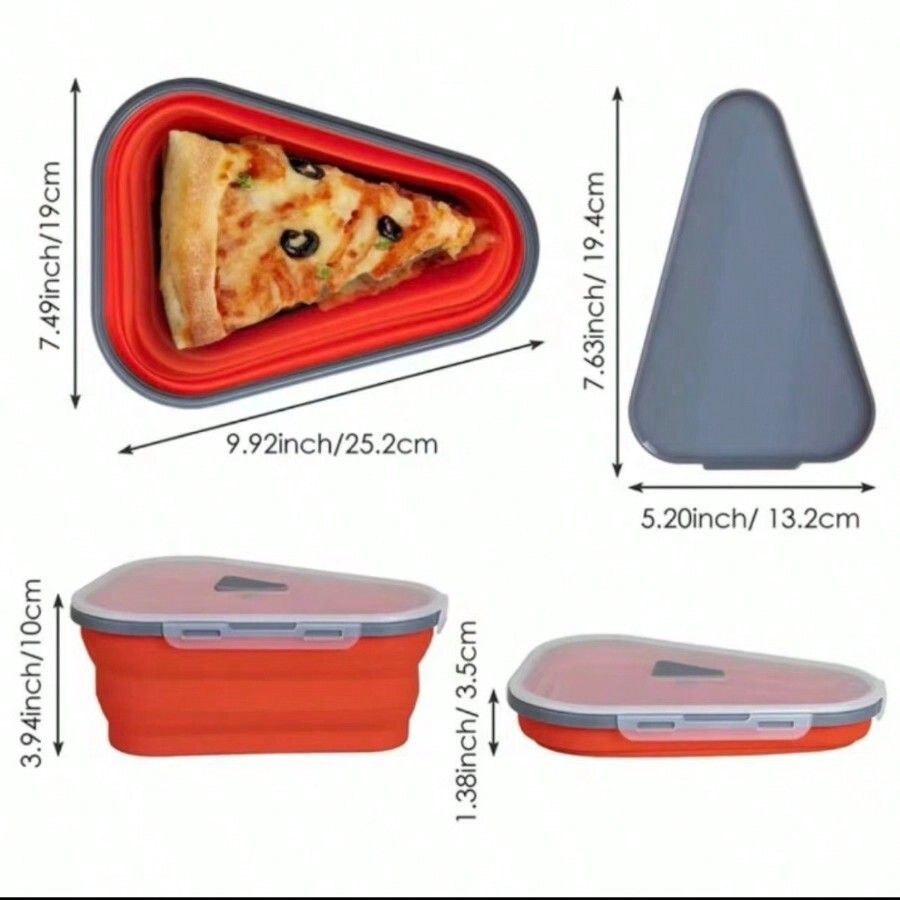 Silicone Pizza Box Reusable Folding Triangle Pizza Box Take-Out Bento ...