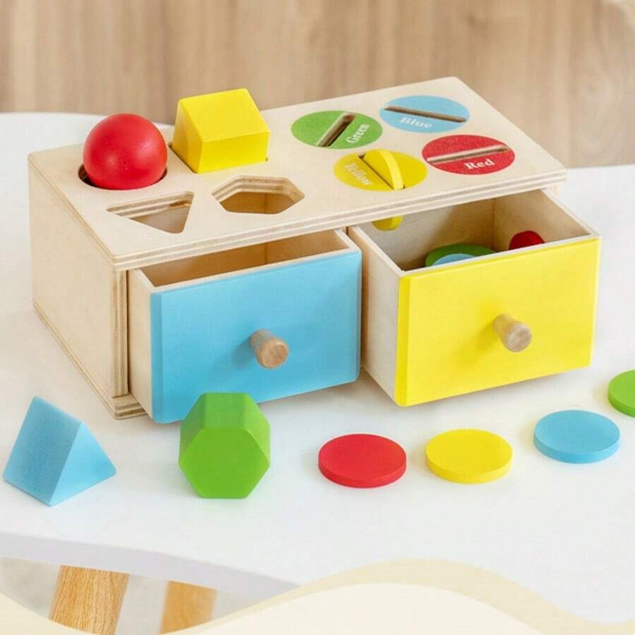 Montessori Geometric Shapes Sorting Box, Color Identification ...