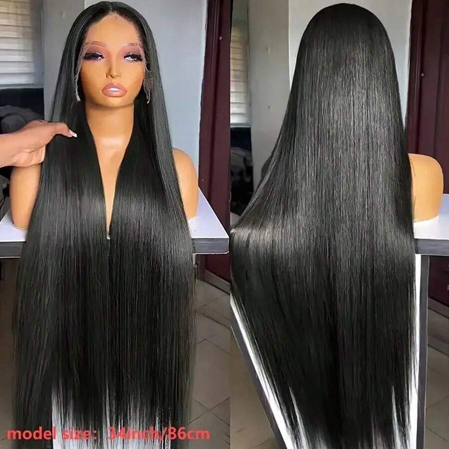 PAZAT 13x4 Lace Frontal Wigs Black For Women Pre Plucked Straight Lace Front Wigs 40 Inch Long ...