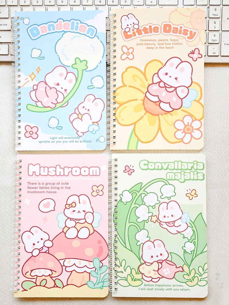 4 Books 1 Set A7 Coil Book Each Book 60 Sheets Of Inline Notepad Book ...