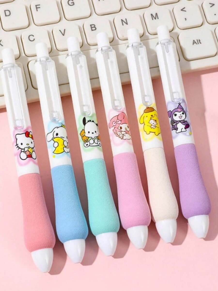 Sanrio 6pcs Sanrio Characters Sponge Soft Grip Series Click Ballpoint ...