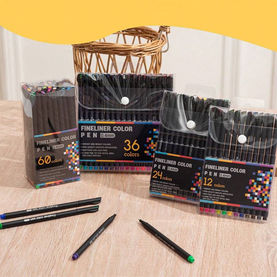 Color Hook Pen Set Student 0.4mm Watercolor Line Pen Waterproof Needle ...