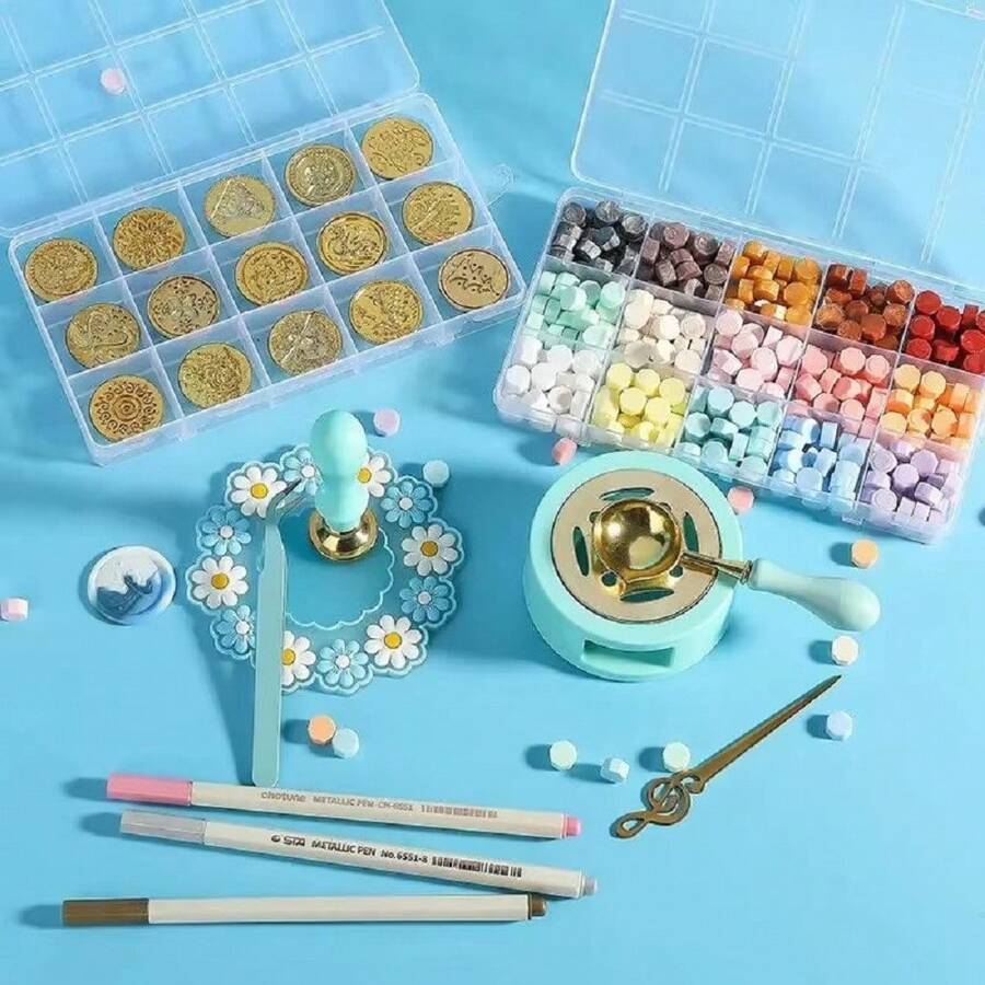 17 pièces Kit complet de tampons à cacheter à la cire avec tampons ...
