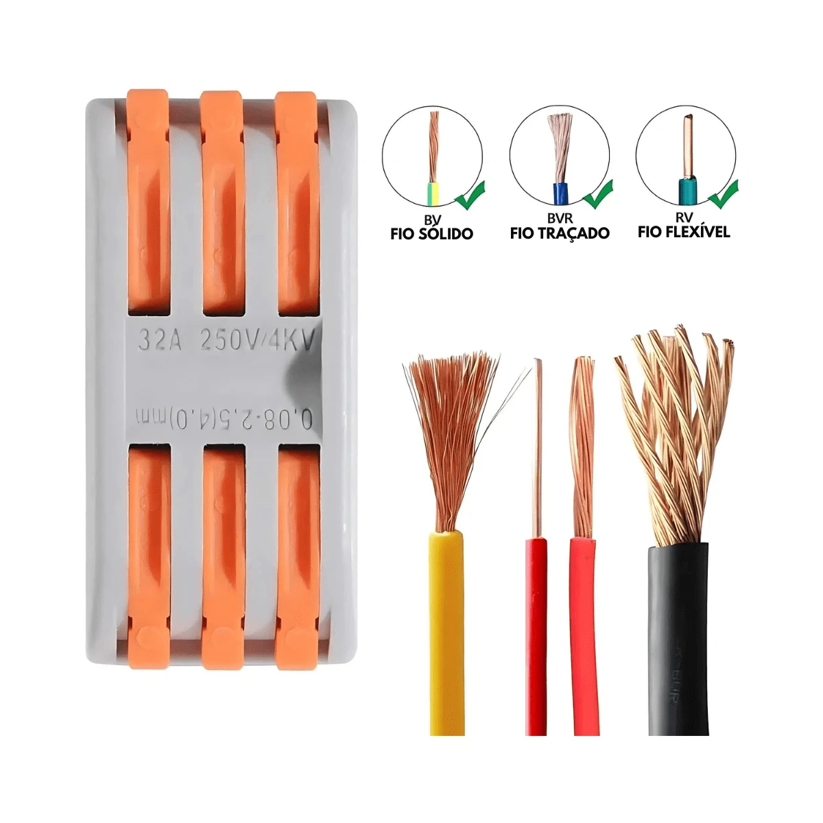 Kit 50 Conector Compacto Elétrico Emenda E Derivação Original 2 vias 3 ...