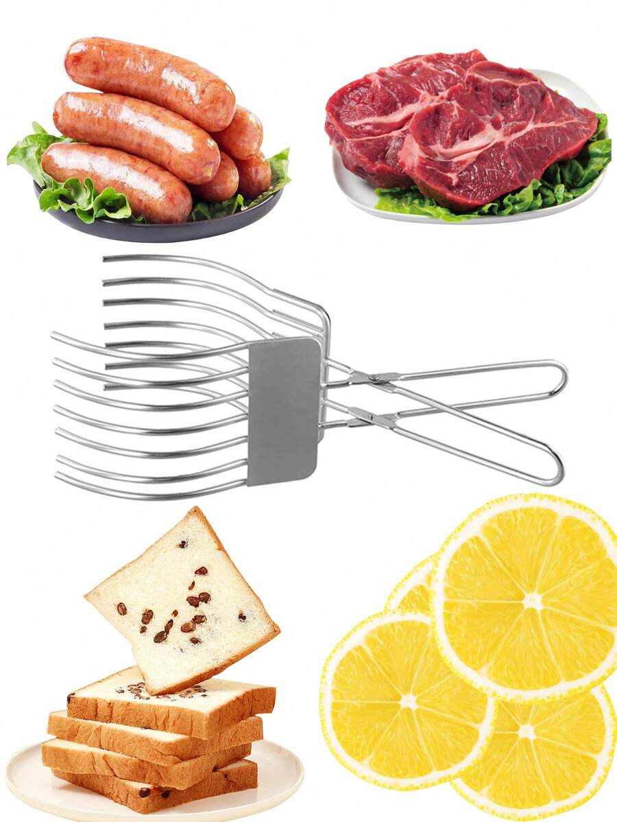 Stainless Steel Roast Beef Cutting Tongs Meat Bread Slicing Tong Onion ...