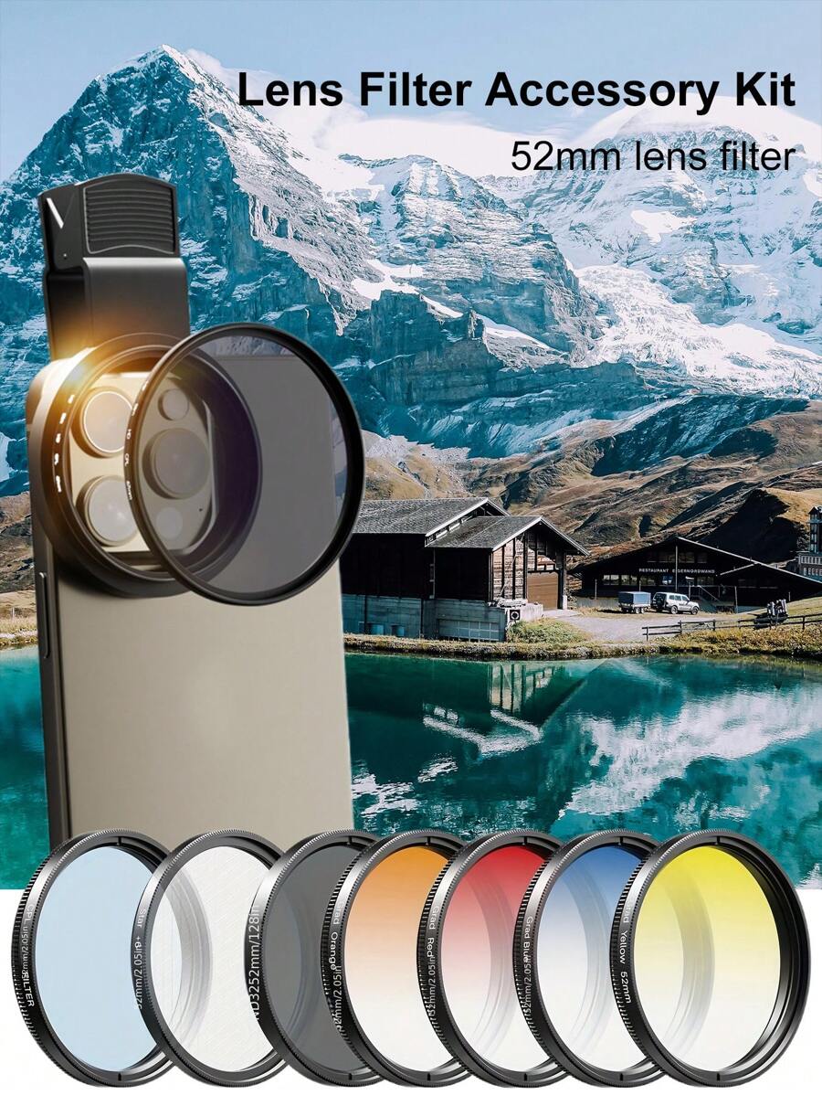 52mm Lens Filter Kit With Phone Lens Clip, Graduated Filter, Travel ...