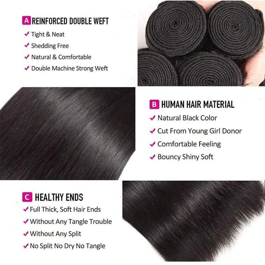 12A Straight Bundles Human Hair (8-26Inch, Straight 1 Bundles) 100% ...