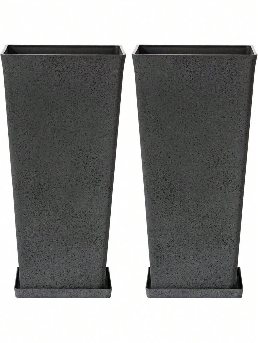30 Inch Tall Planters For Outdoor Plants, 2 Sets Concrete Grey, Tall ...