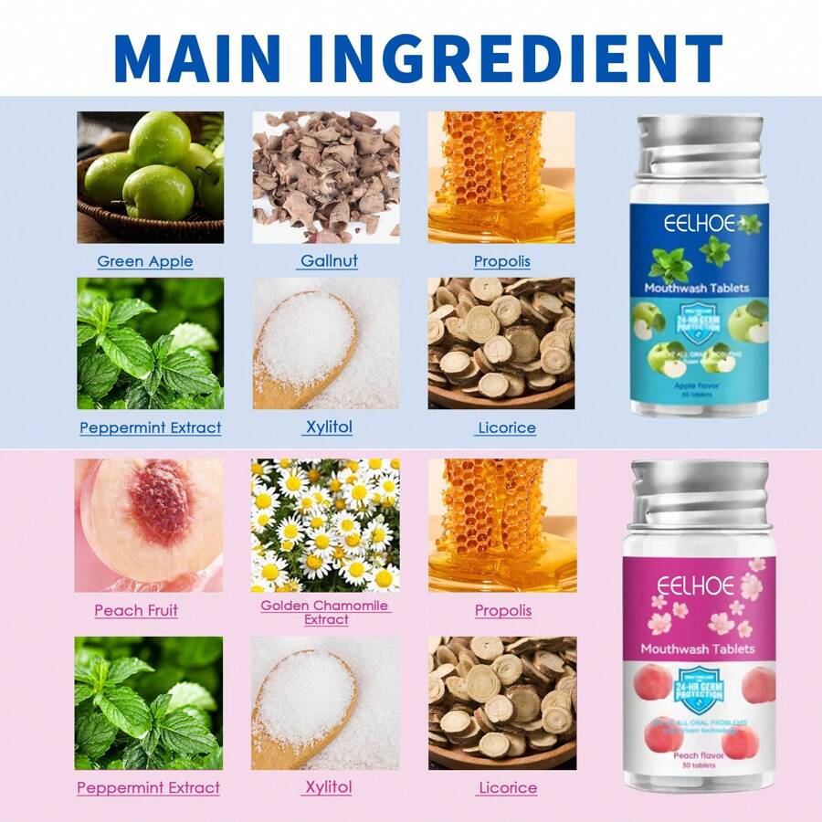 Mouthwash Tablet Peach Flavor | Fresh Breath Chewable Toothpaste ...