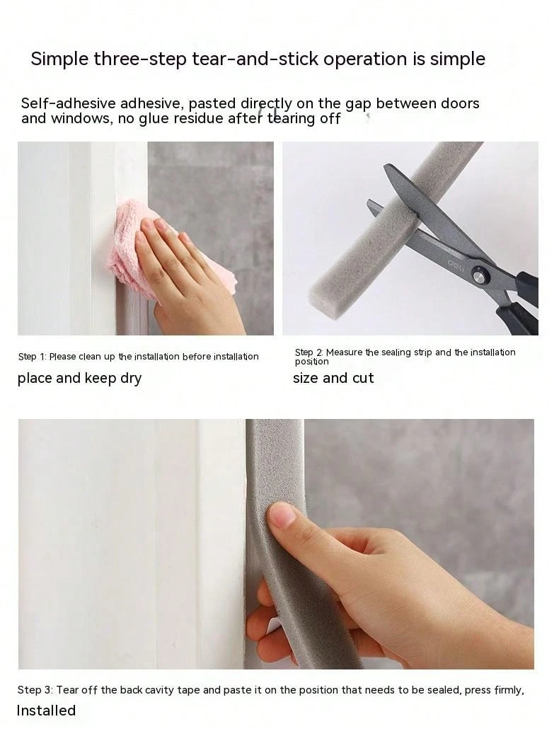 3 Rolls X 2M Door & Window Foam Weatherstrip Seal Tape, Insulating ...