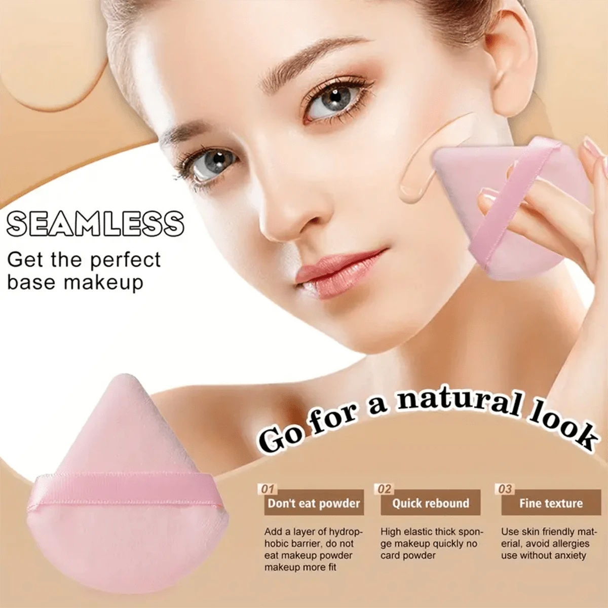 3 PCS Makeup Puff Set Soft Triangle Powder Mineral Puff For Face Makeup ...