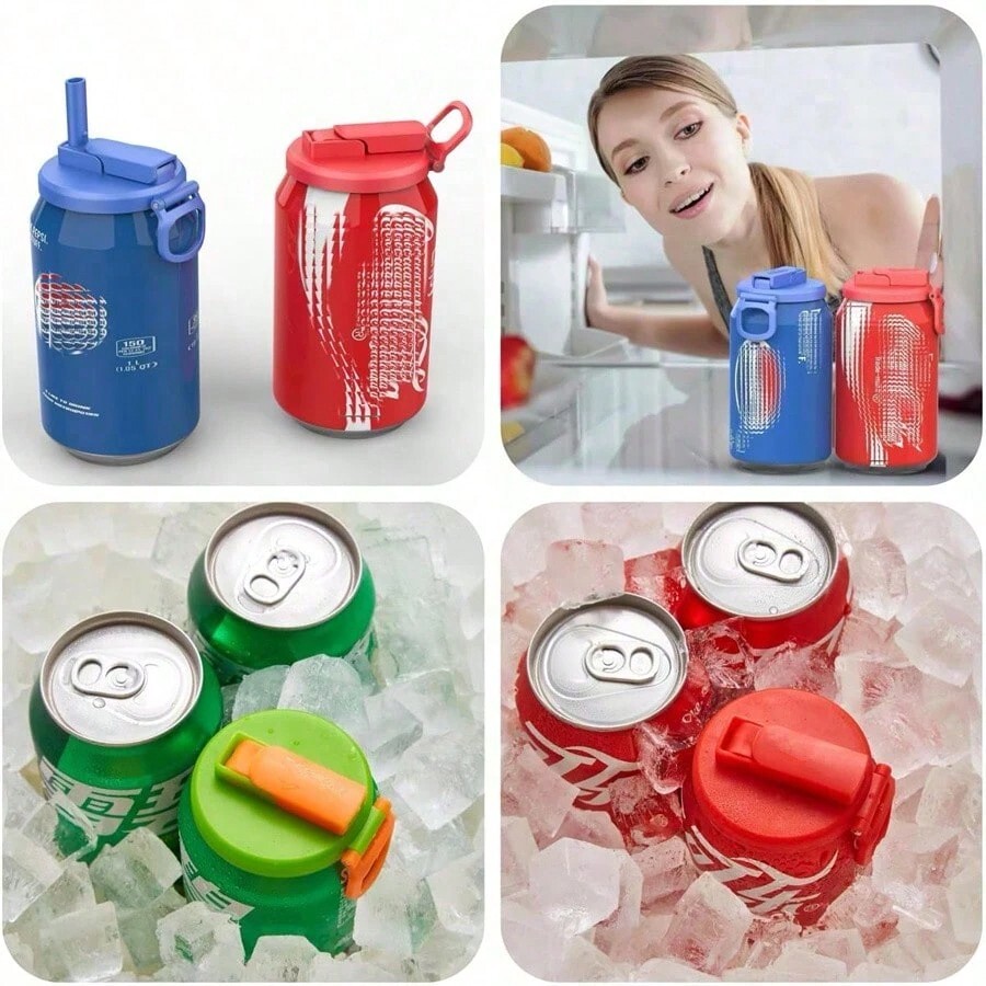 1-4 Packs 4 Color Soda Can Lids With Straw, Silicone Straws Soda Can ...