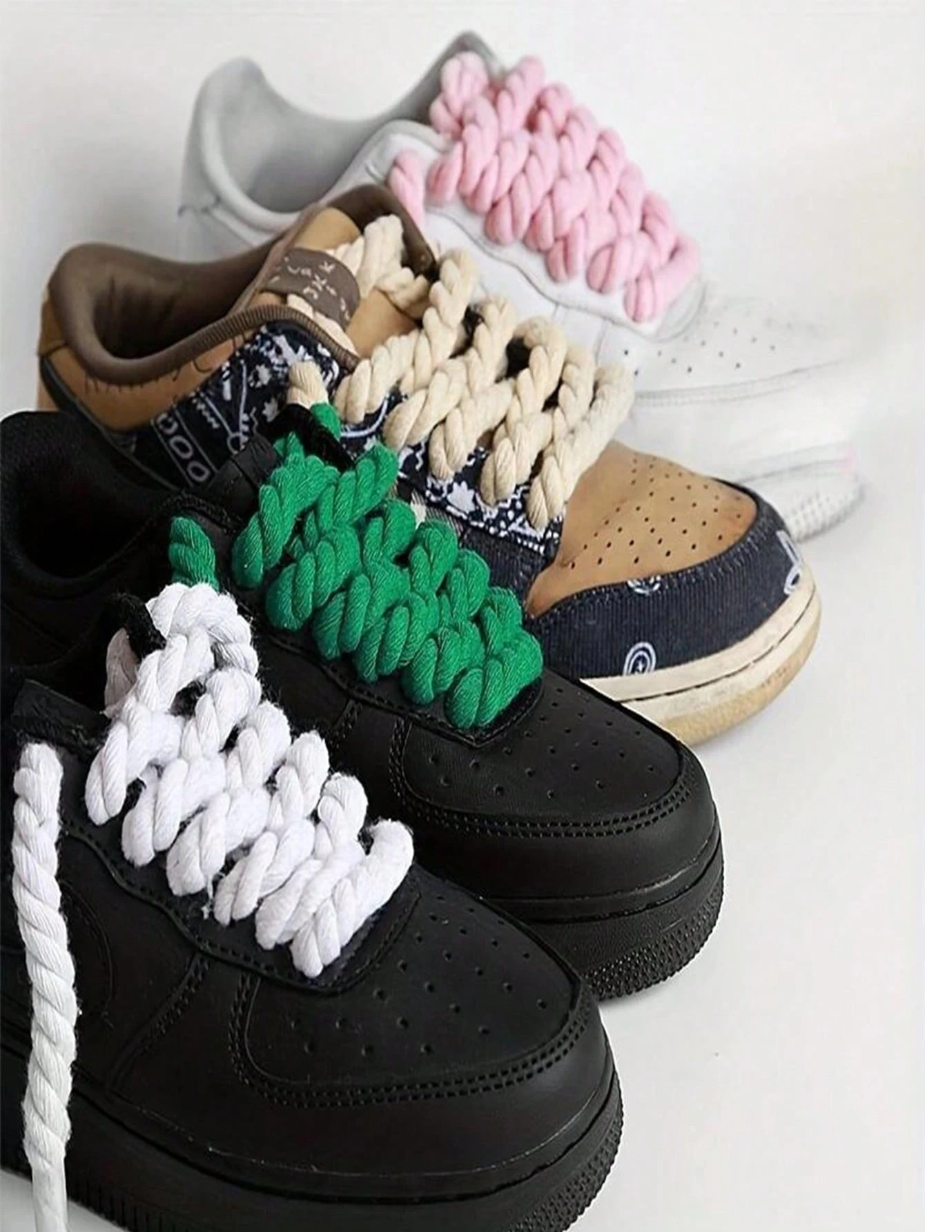2pcs Vintage Braided Shoelaces, DIY Woven Natural Linen Shoelaces ...
