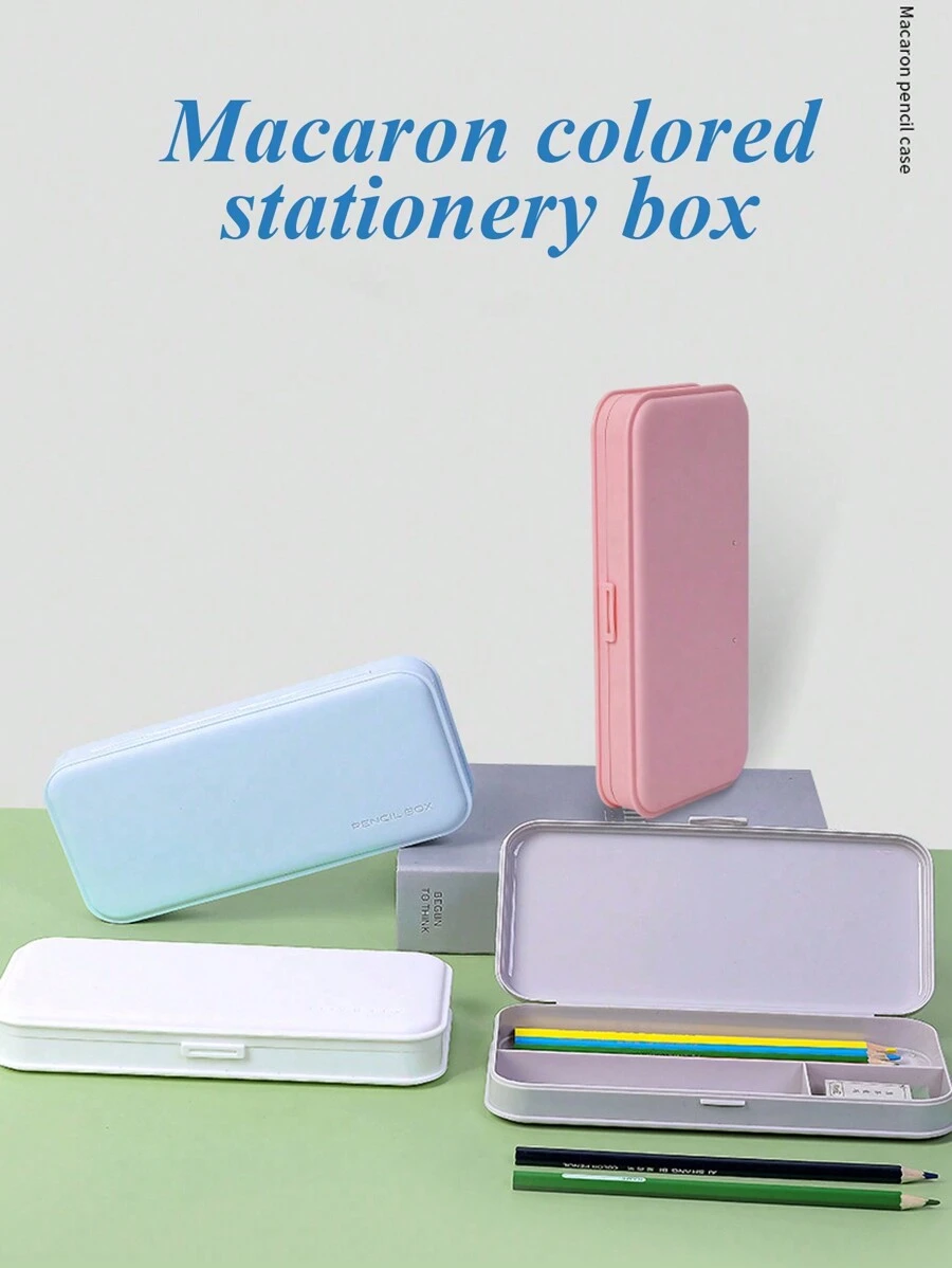 1pc Macaron Color Stationery Box, Ins Style Pencil Case, Study Supplies, Stationery Storage ...
