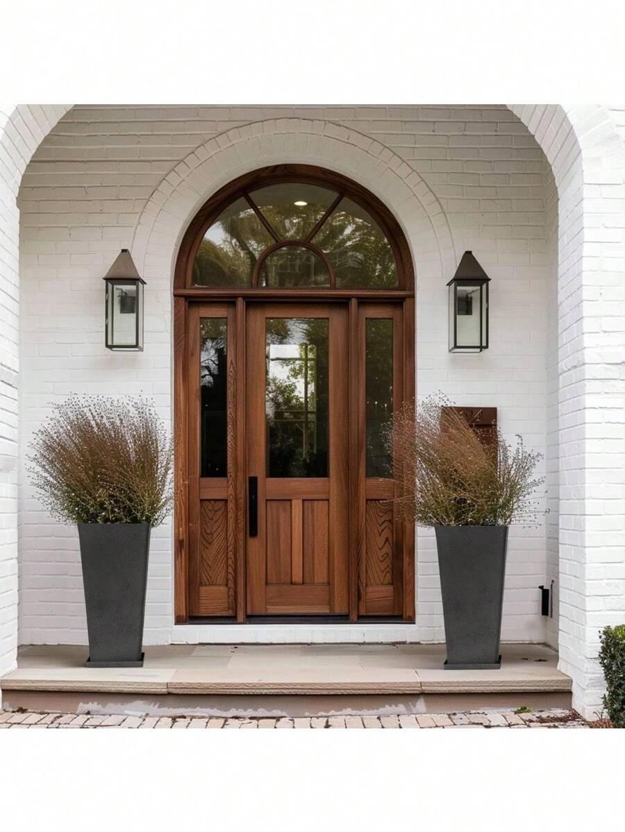 30 Inch Tall Planters For Outdoor Plants, 2 Sets Concrete Grey, Tall ...