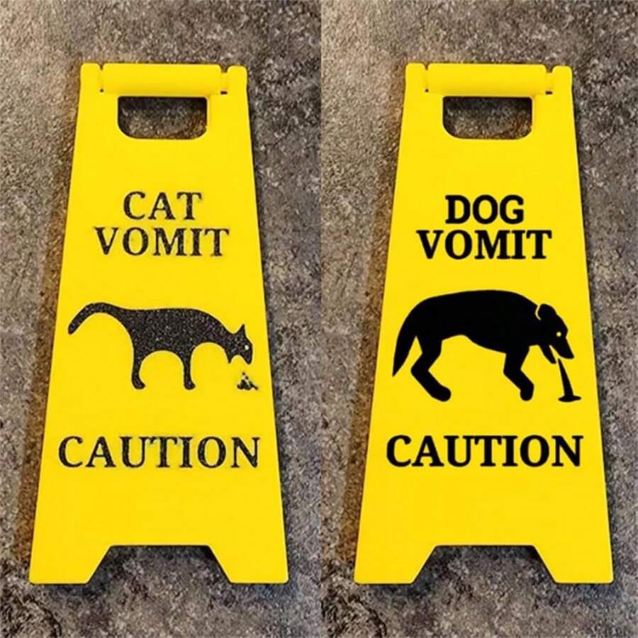 Creative New Cat Vomit Sign 3D Printed Prank Cat And Dog Vomit Warning ...