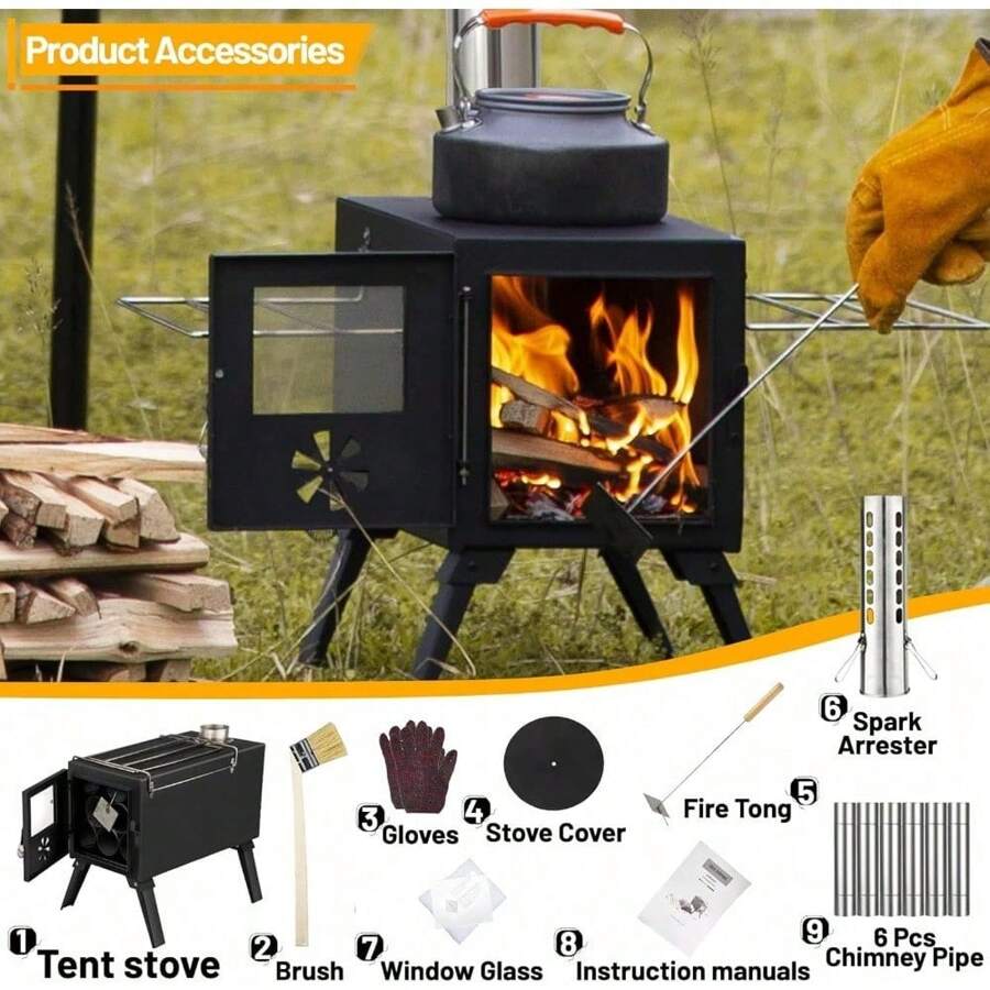 Hot Tent Stove, AVOFOREST Wood Burning Stove, Portable Wood Stove With ...
